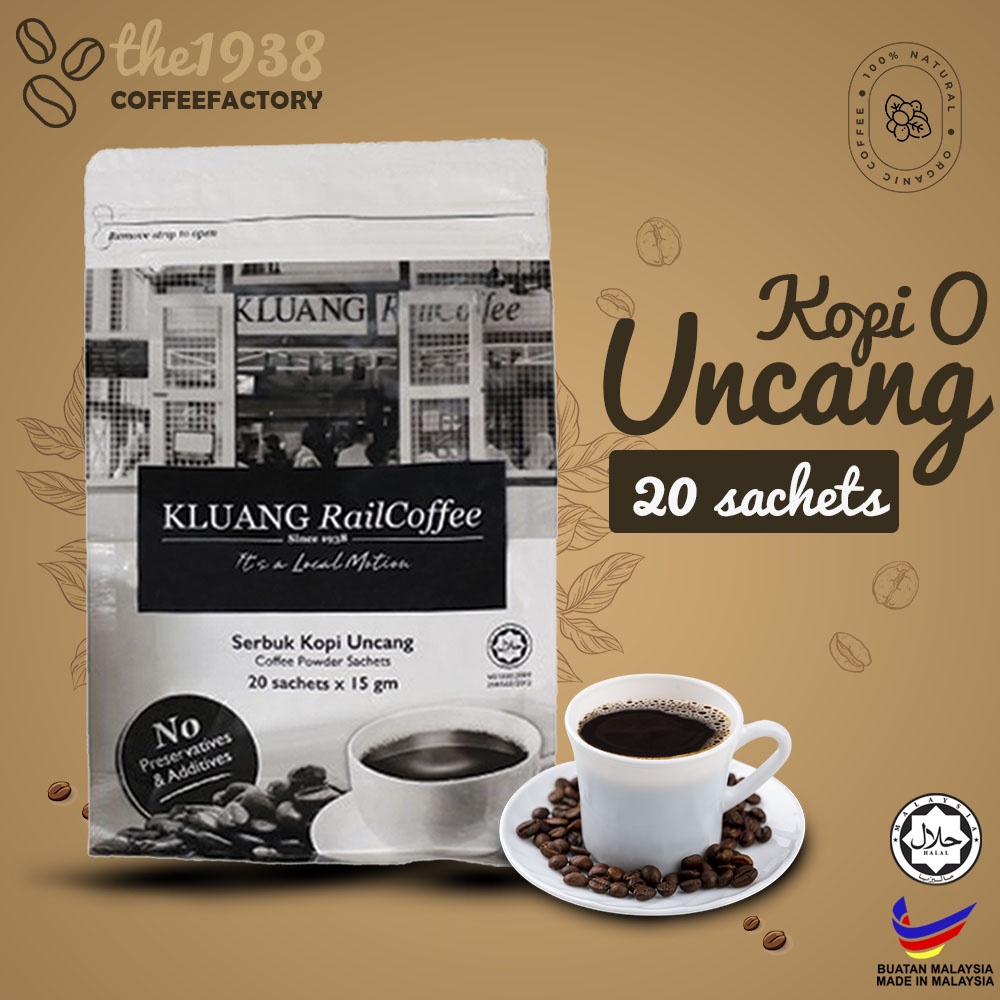 Original Kluang Railway Station 20 Uncang Kopi O Black Coffee Serbuk ...