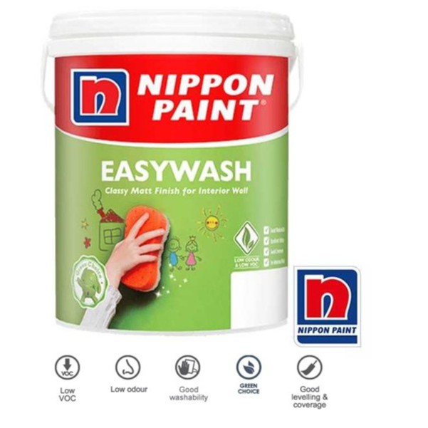 Ready Stock Nippon Paint 5 Litre Easy Wash White/Interior Wall Matt Finish Paint /Nippon ...