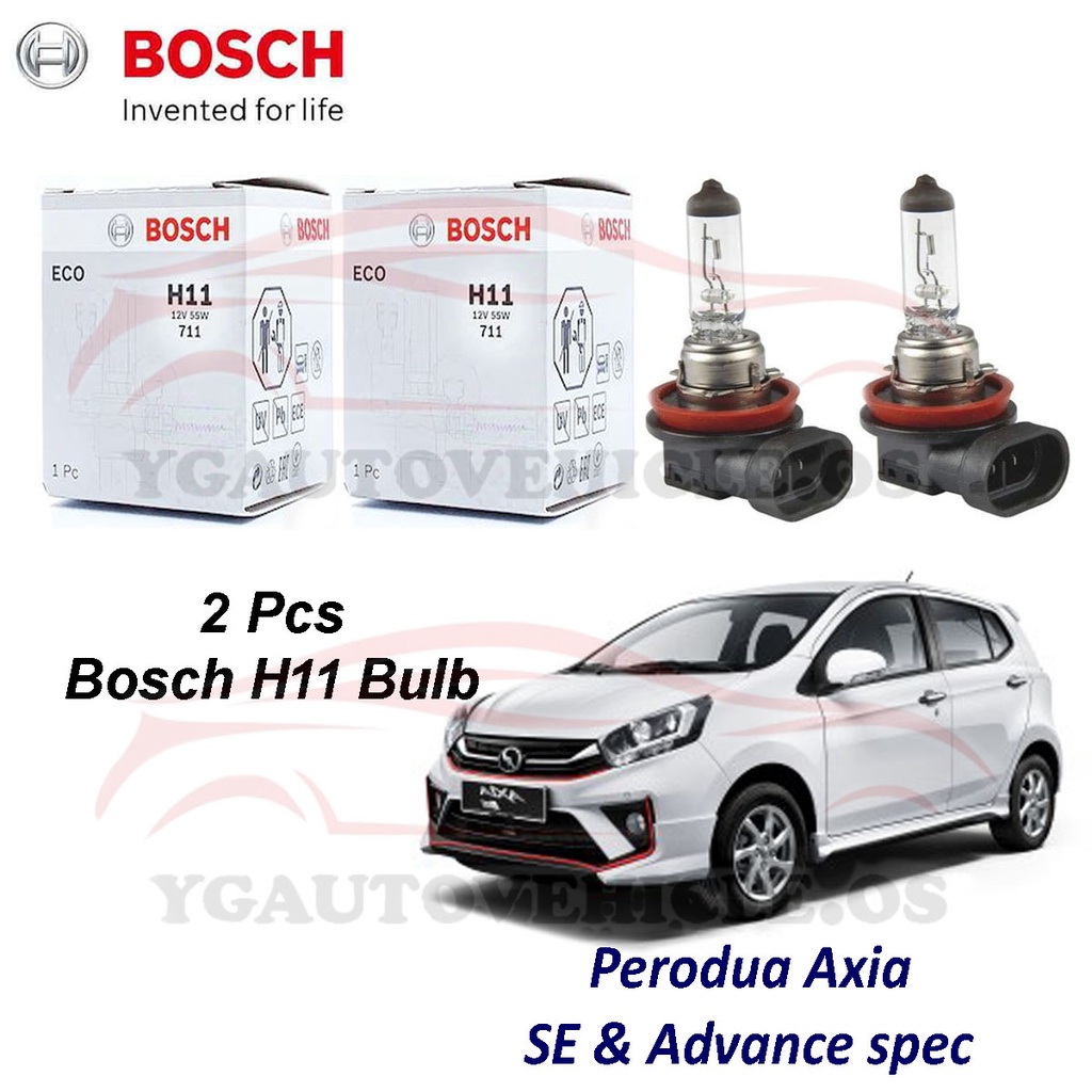 Perodua Axia SE & Advance Spec Headlamp Light Bulb Bosch H11 HB3 12V ...