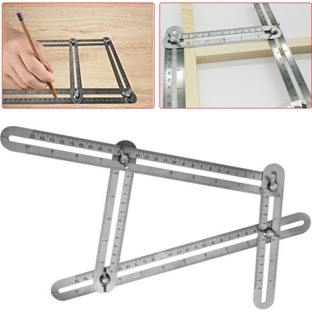 MKR Stainless Steel Adjustable Four-Sided Folding Measuring Tool Multi ...
