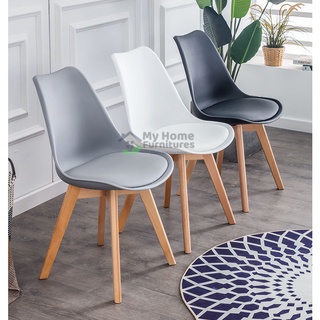 Creative Curvy Eames Chair with PU Leather Seat & Solid Wooden Legs ...