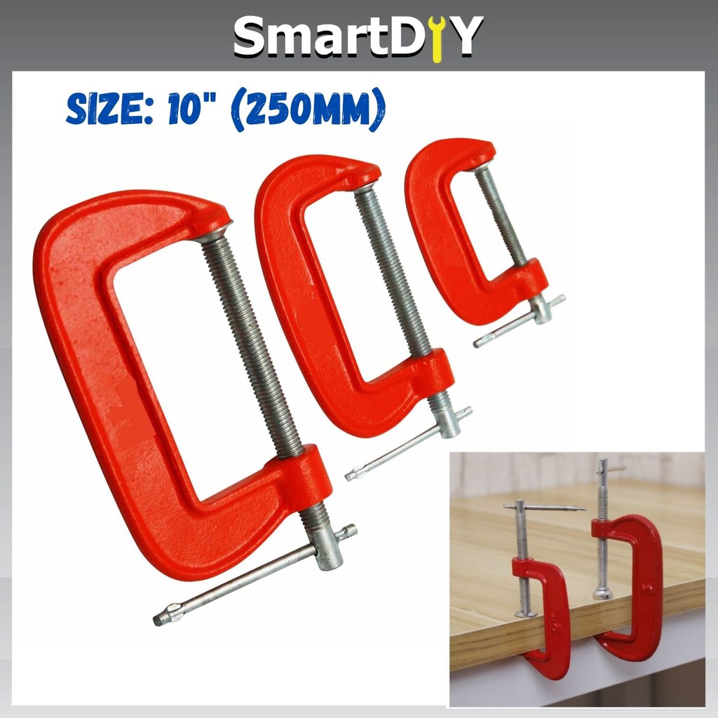 Red Heavy Woodwork Clamping / G-Clamp - 10" (250mm) | Shopee Malaysia