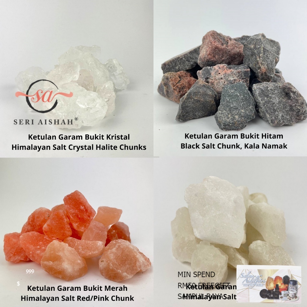 SERI AISHAH Batuan Ketulan Garam Bukit Himalaya Merah, putih, hitam ...