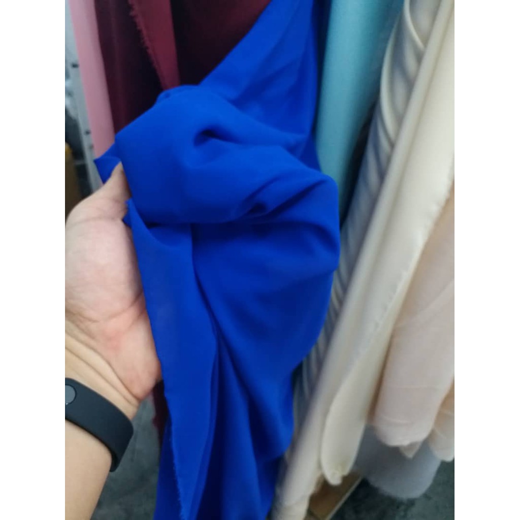 Kain Chiffon Georgette Lembut - Bidang 60 - Royal Blue (Code: 120 ...