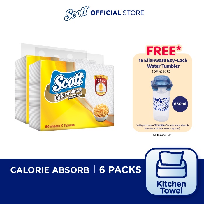 Scott Calorie Absorb Soft-Pack Kitchen Towel (80's x 6 packs) | Shopee ...