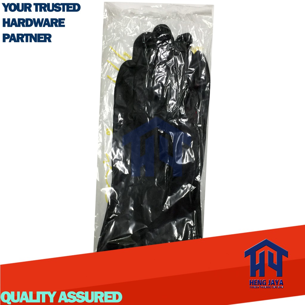 13 inch Medium Duty Black Rubber Glove/ Sarung Tangan Getah Hitam ...