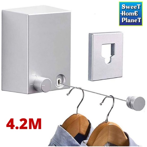 Wall Mounted Durable Retractable 4.2M Laundry Line Invisible ...