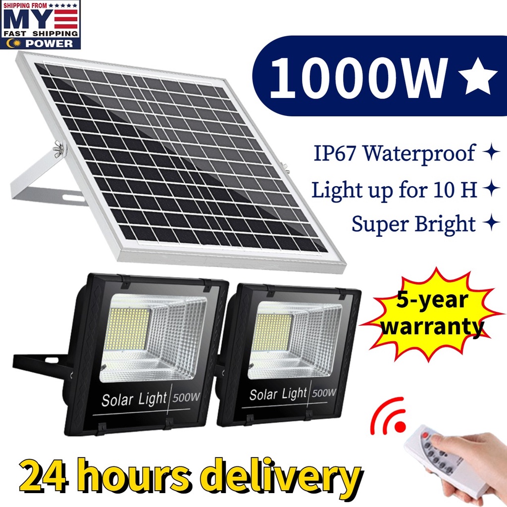 💡Ready Stock💡Solar Light 1000W lampu Solar outdoor lighting Flood Light ...