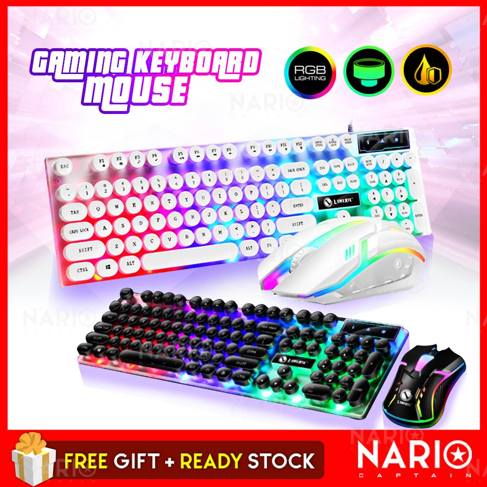 NARIO GTX300 RETRO STYLED Gaming Keyboard Mouse Combo Wired USB Gaming ...