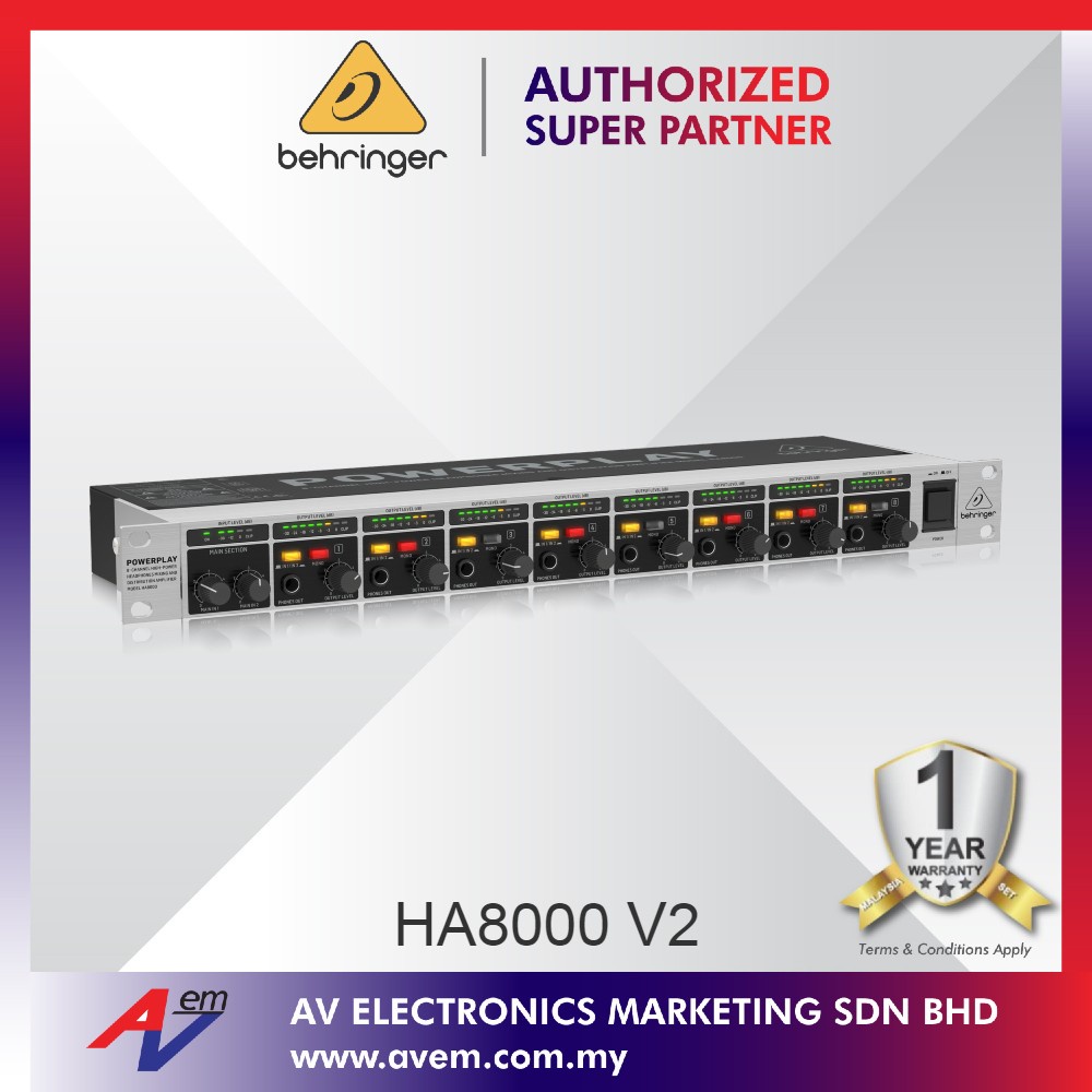 BEHRINGER HA8000 V2 8-Channel High-Power Headphones Mixing and ...