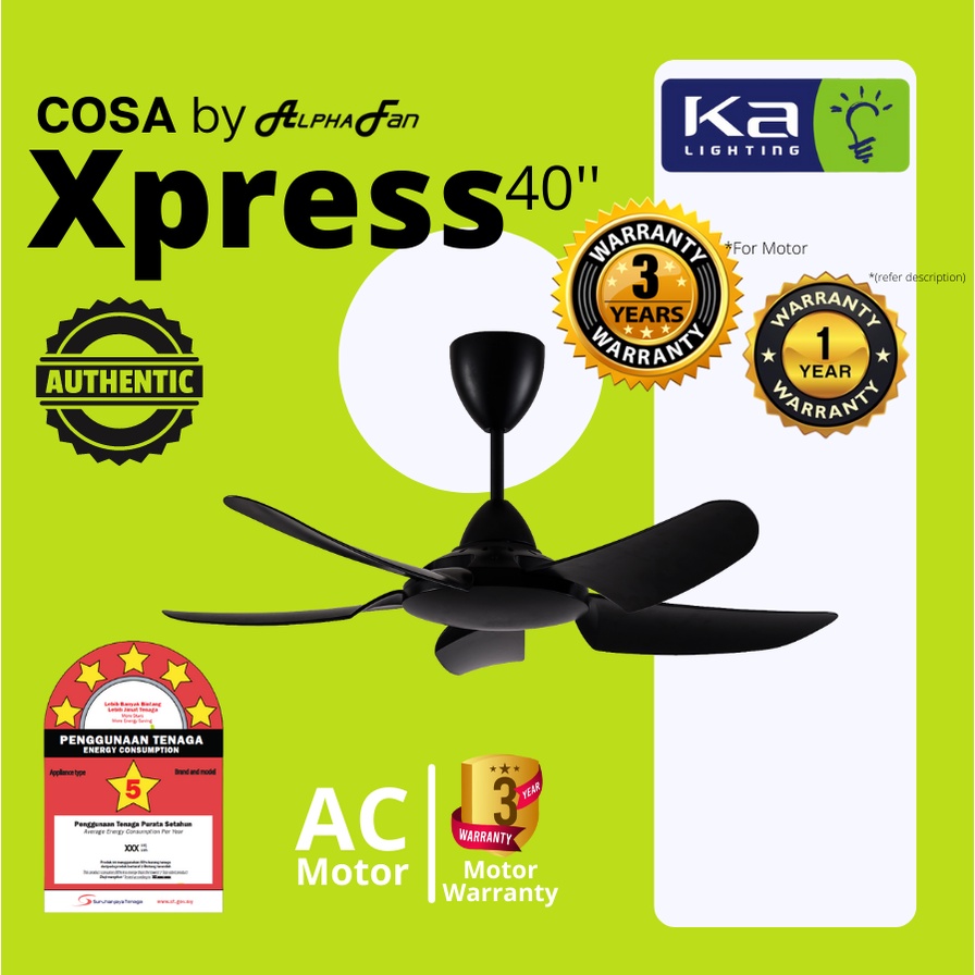 ALPHA COSA Xpress 40" 5 Blades 4 Speed Remote (Kipas Siling) | Shopee ...