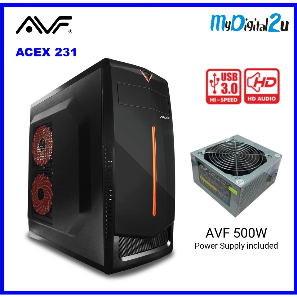 AVF EX231 EXTREMO 100 SERIES ACEX231 PC CASE WITH POWER SUPPLY (BLACK ...