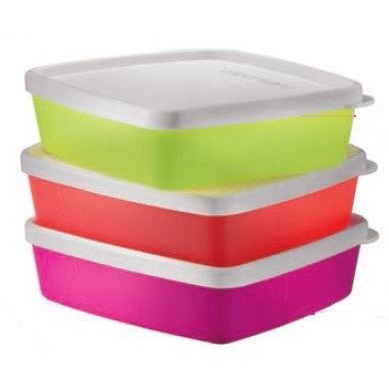 Tupperware Neon Shallow Square Round (3) 250ml | Shopee Malaysia