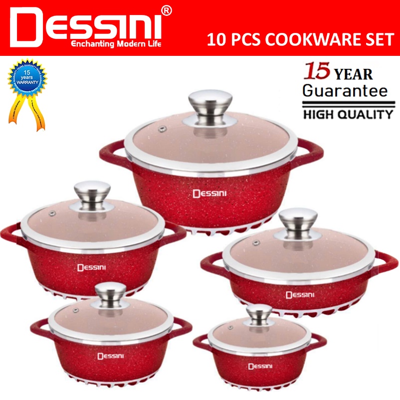 ORIGINAL - DESSINI ITALY JE-10-S Die Cast Aluminium 10 Pcs Casserole ...