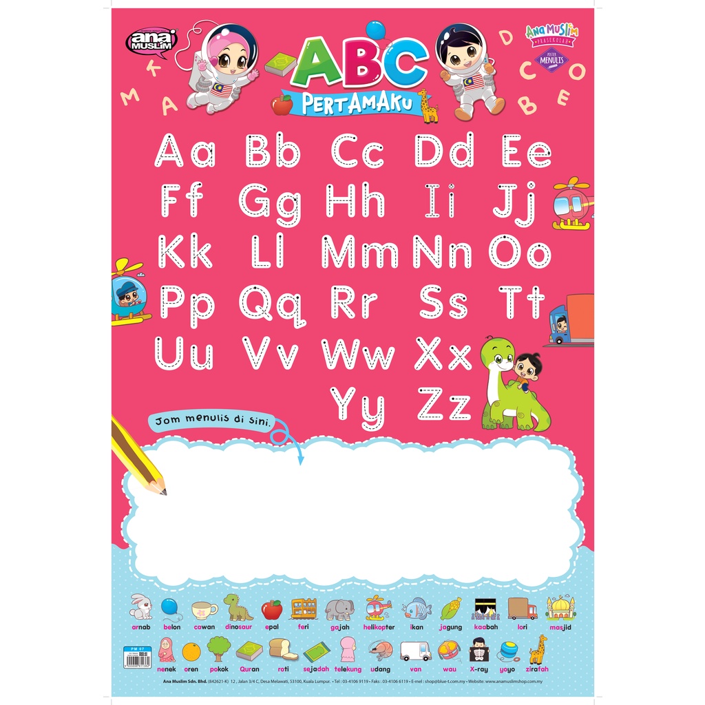 Poster ABC pertamaku (menulis) alat bantu mengajar | Shopee Malaysia
