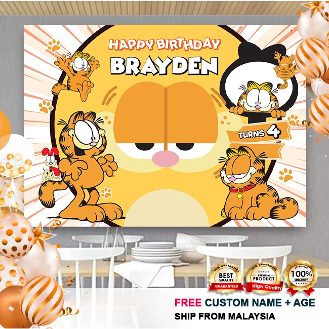 Birthday Banner / Birthday Backdrop / Hari Jadi - Garfield | Shopee ...