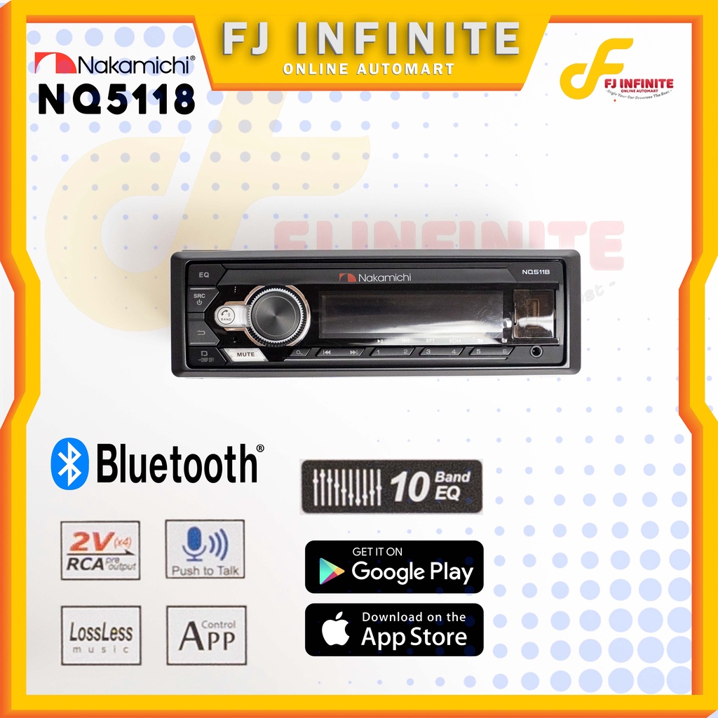 Nakamichi NQ511B USB, AM/FM radio, Bluetooth, Aux-In single din player ...