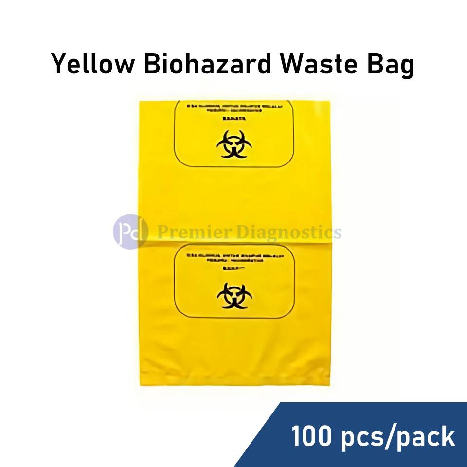 Yellow Biohazard Clinical Waste Plastic Bag 100 pcs/pack Medical Clinic ...
