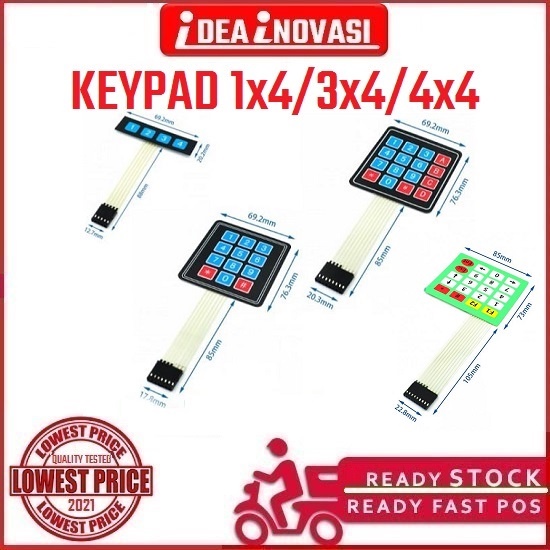 1x4 3x4 4x4 Keypad Keyboard Touch Button Switch Matrix Array Waterproof Membrane Arduino 1*4 3*4 ...