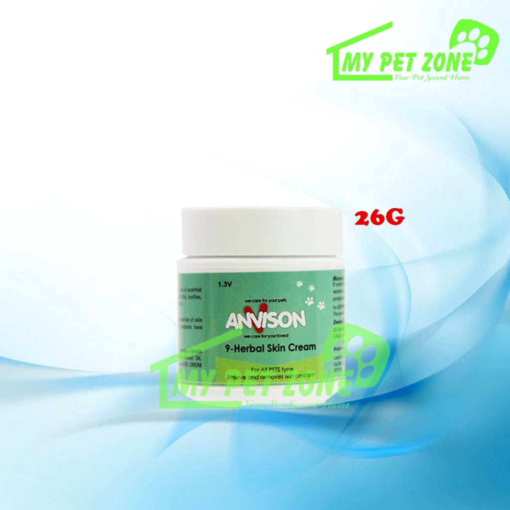 Anvison 9-Herbal Skin Cream / Krim Kurap, Fungus, Luka (Dog & Cat) 26G ...