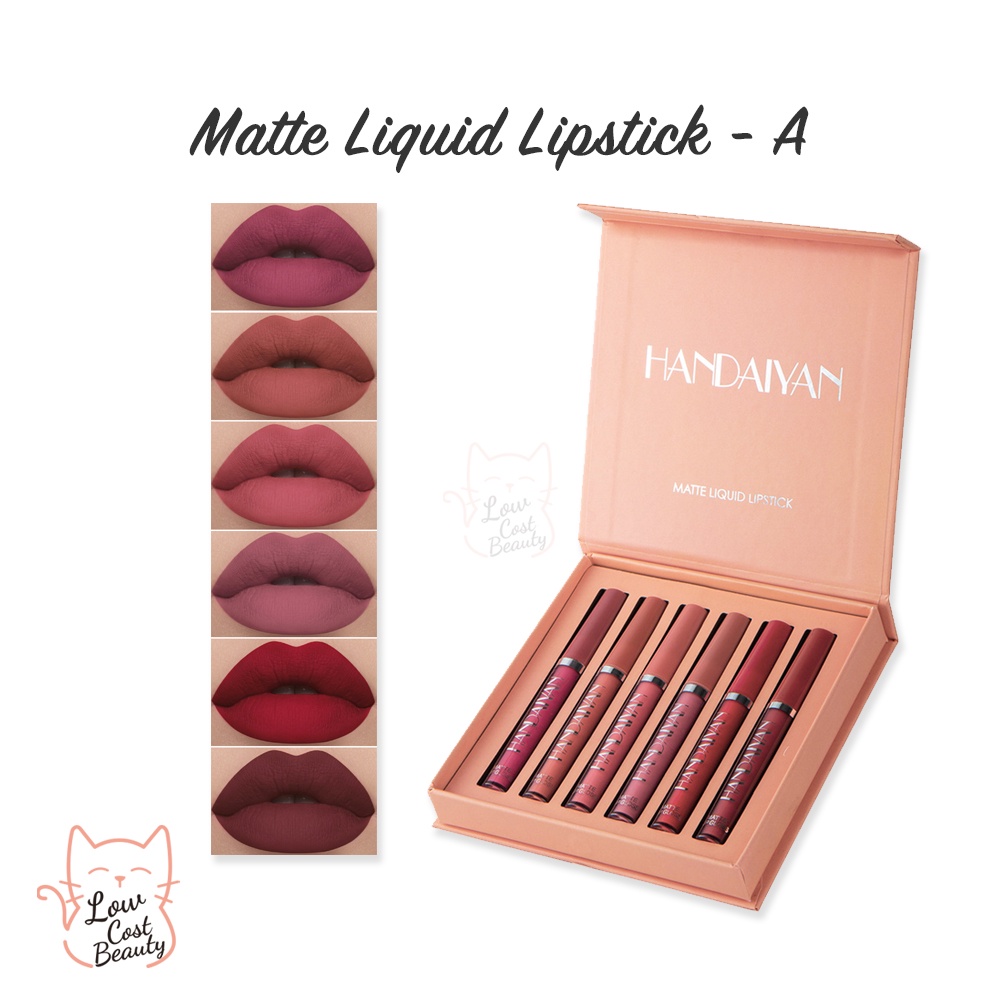 HANDAIYAN 6in1 Matte Liquid Lip Gloss Set Creamy-Matte Shimmer Lipstick ...