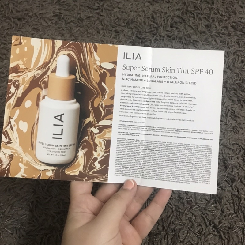 Ready Stock Ilia Super Serum Skin Tint Spf 40 Foundation Sample Card