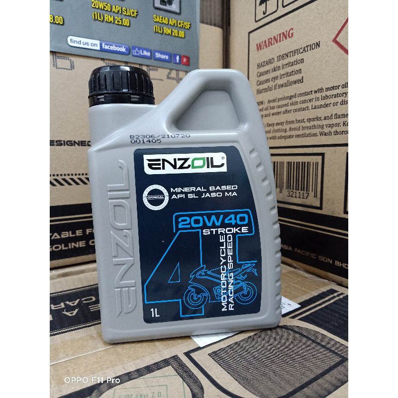 Enzoil motor oil 20w40 4T--1liter | Shopee Malaysia