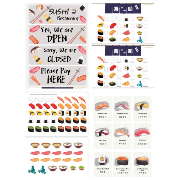 (PDF) 094 Sushi shop role play sushi flash card | Shopee Malaysia