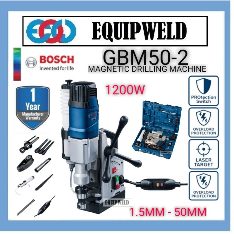 BOSCH GBM50-2 MAGNETIC DRILL MACHINE 1200W 1.5MM - 50MM (HEAVY DUTY ...