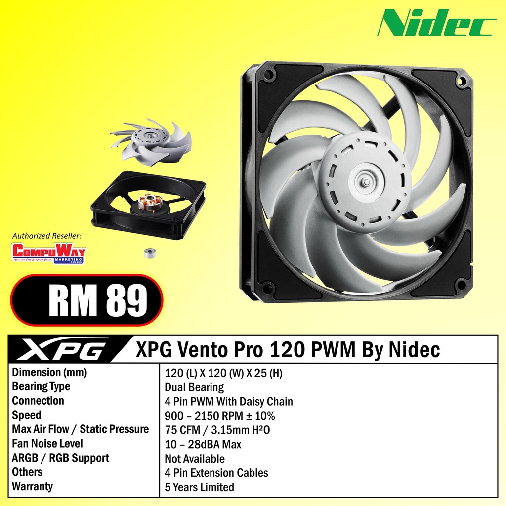 XPG VENTO PRO 120 PWM BY NIDEC | Shopee Malaysia