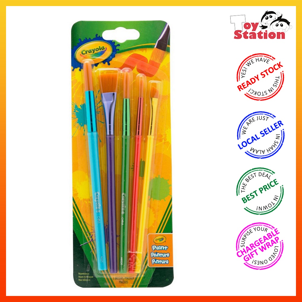 ORIGINAL Crayola Assorted Colors Crayola Paint Brush Set 5 Pack ...