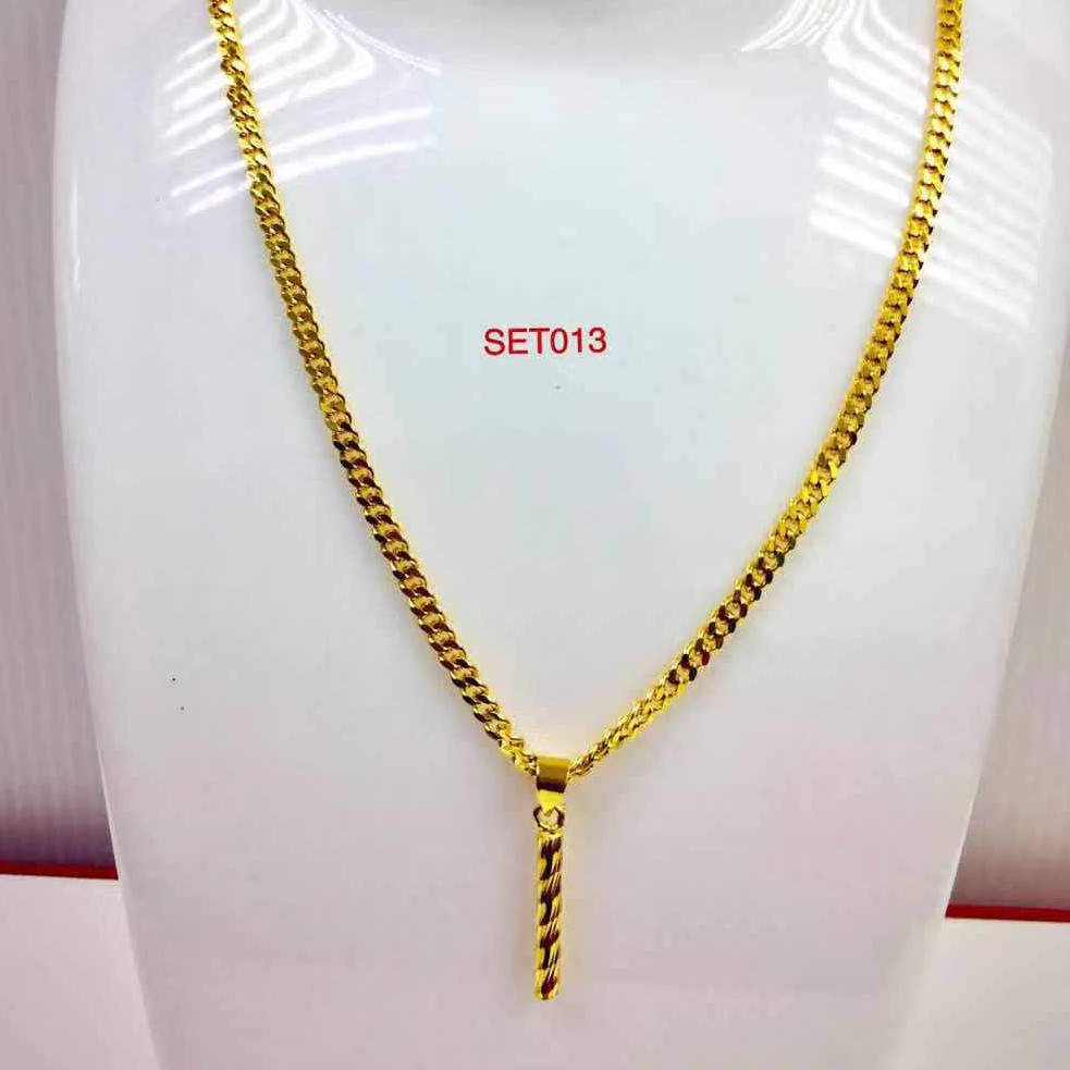 Set Rantai Leher + Loket Emas Korea 24K Murah Set (EC166) | Shopee Malaysia