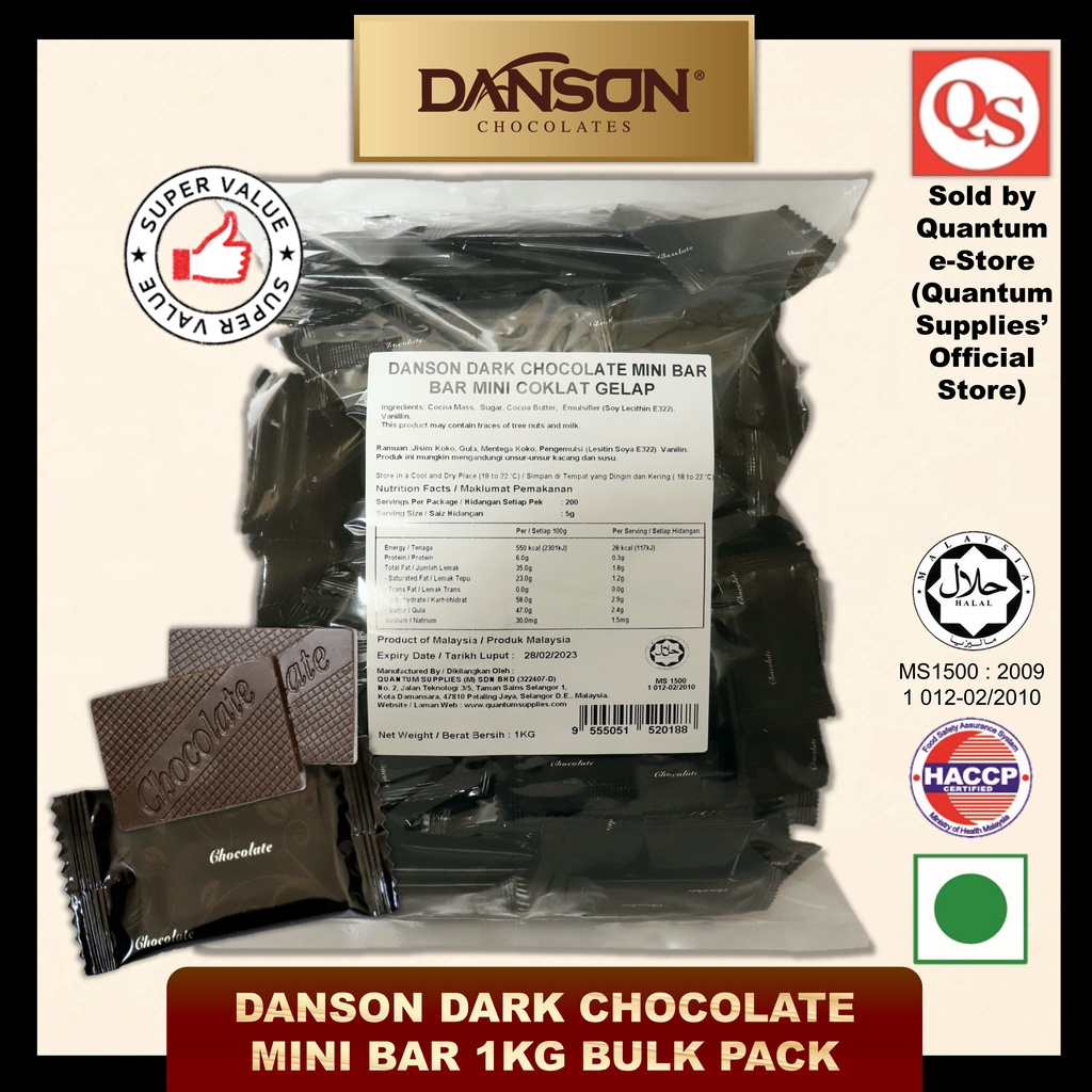 Danson Dark Chocolate Mini Bar 1kg Bulk Pack | Shopee Malaysia