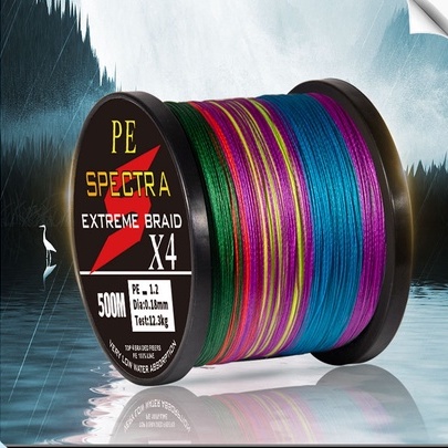 Multi-colors pe braided fishing line X4 / 100m / 300m / 500m fluorocarbon fishing line braided ...