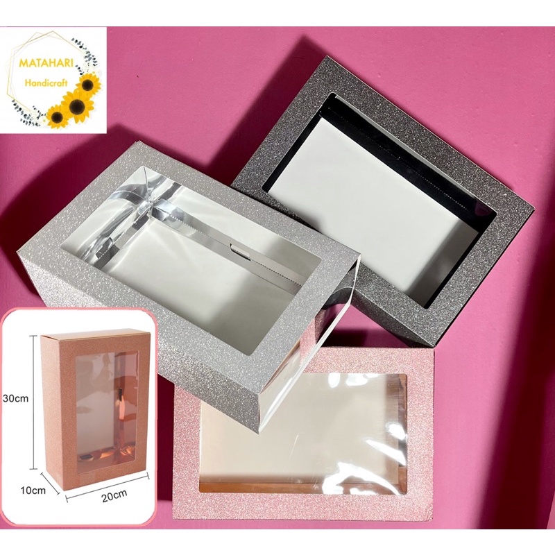 KOTAK HADIAH| KOTAK HANTARAN/ Glitter Gift Box/TRANSPARENT PVC kotak ...