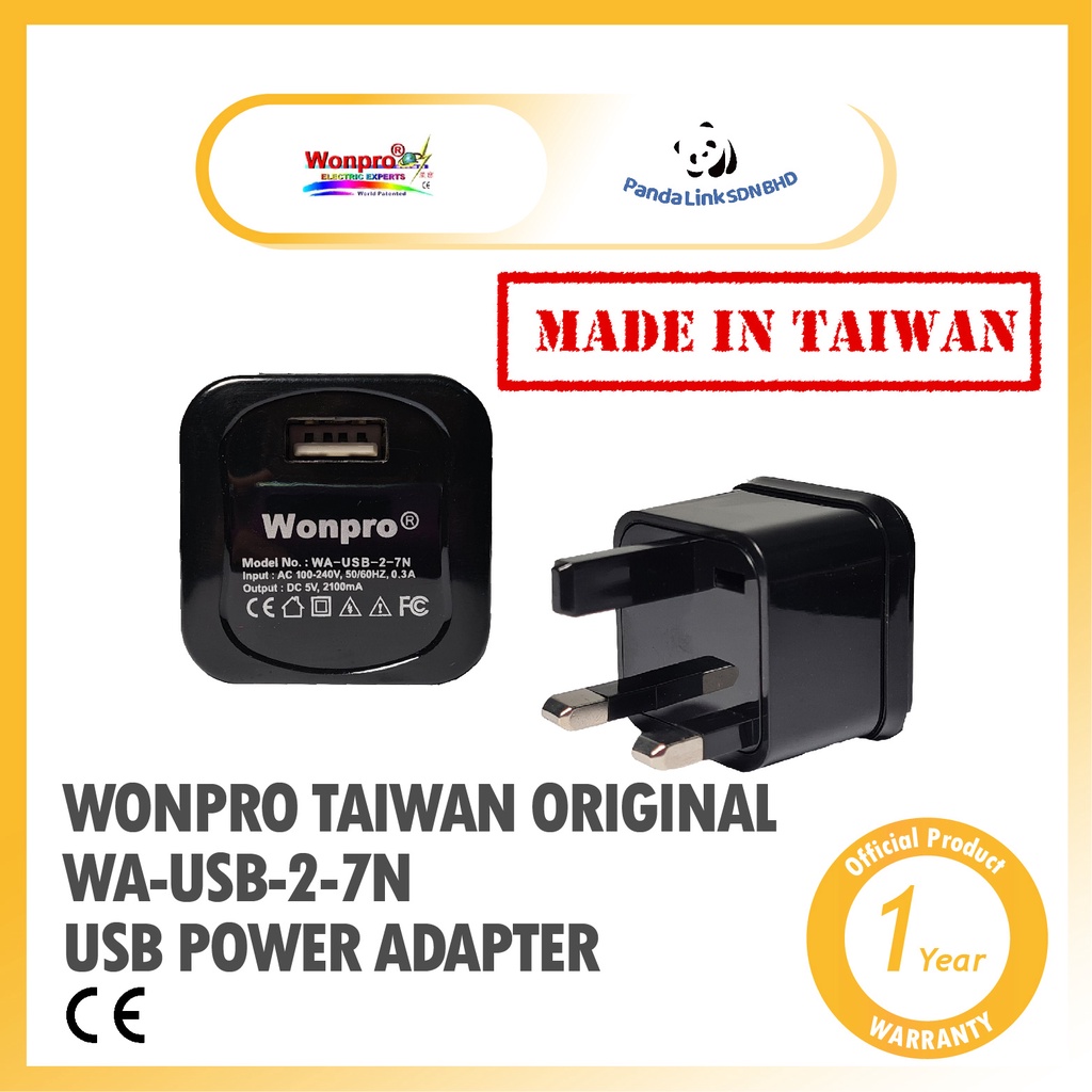 WONPRO WA-USB-2-7N Taiwan Original USB Power Adapter | Shopee Malaysia