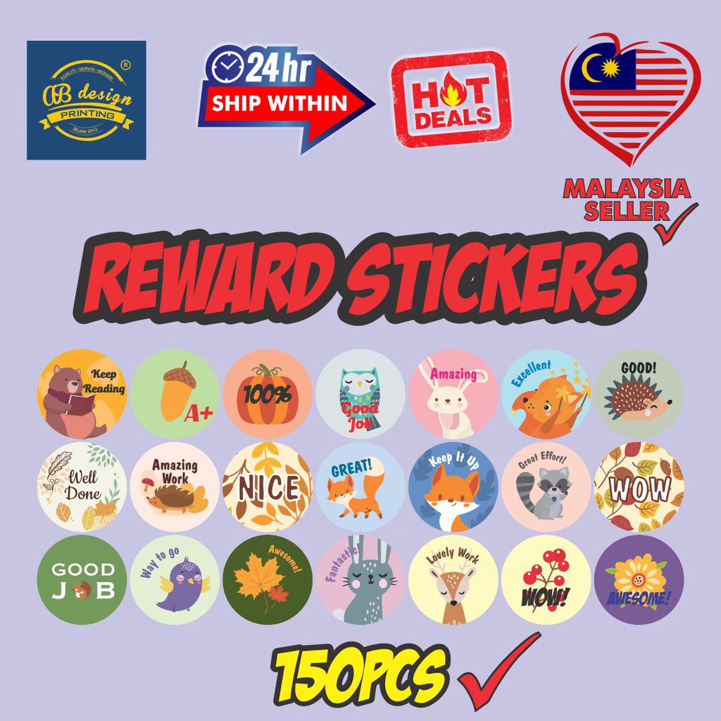 150pcs Reward Sticker / Stiker Ganjaran untuk pelajar | Shopee Malaysia