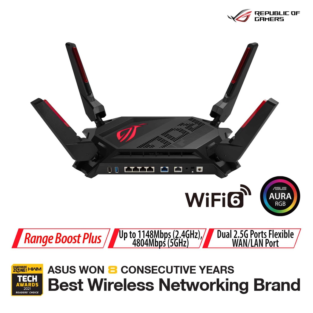 ROG Rapture GT-AX6000 Dual-Band WiFi 6 (802.11ax) Gaming Router ...