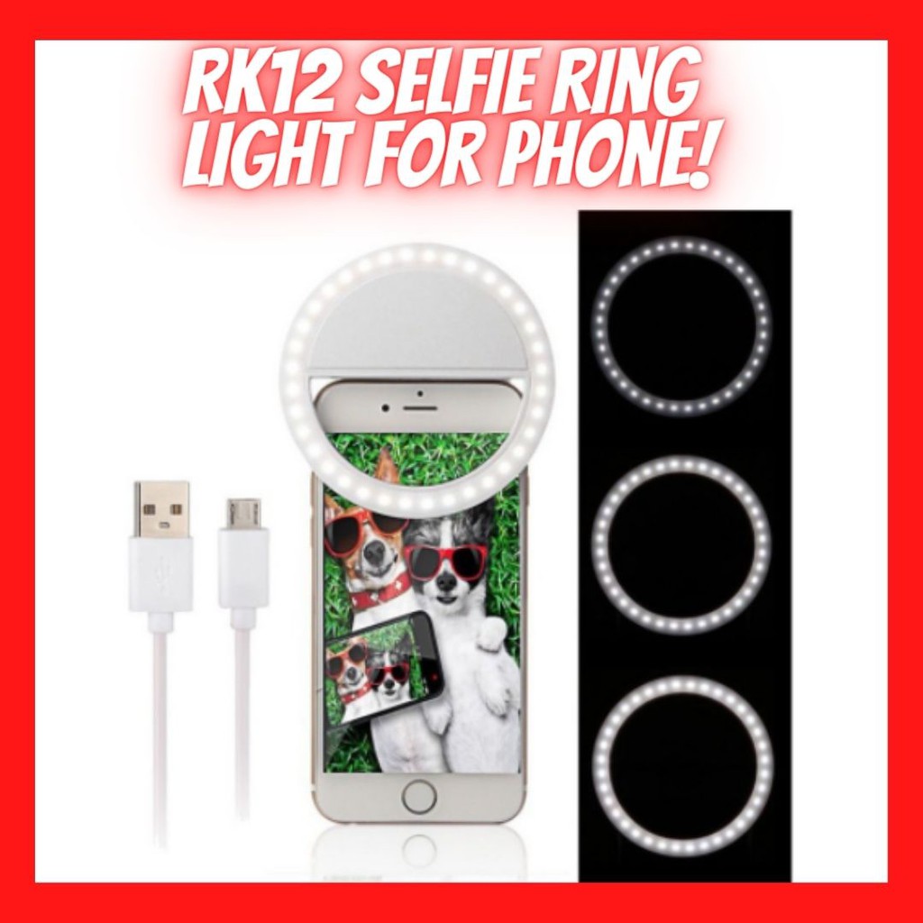 RK12 Selfie Light Rechargeable Selfie Ring Light For phone laptop Usb ...