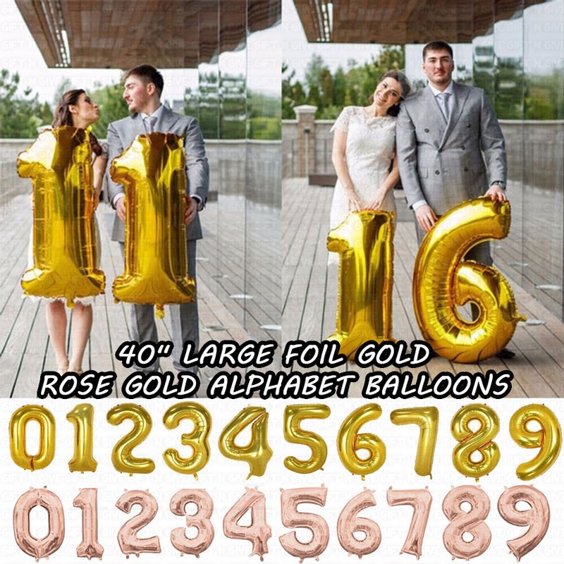 40 Inch Super Large Size Number Foil Balloon Rose Gold Party Decoration Birthday Celebration ...