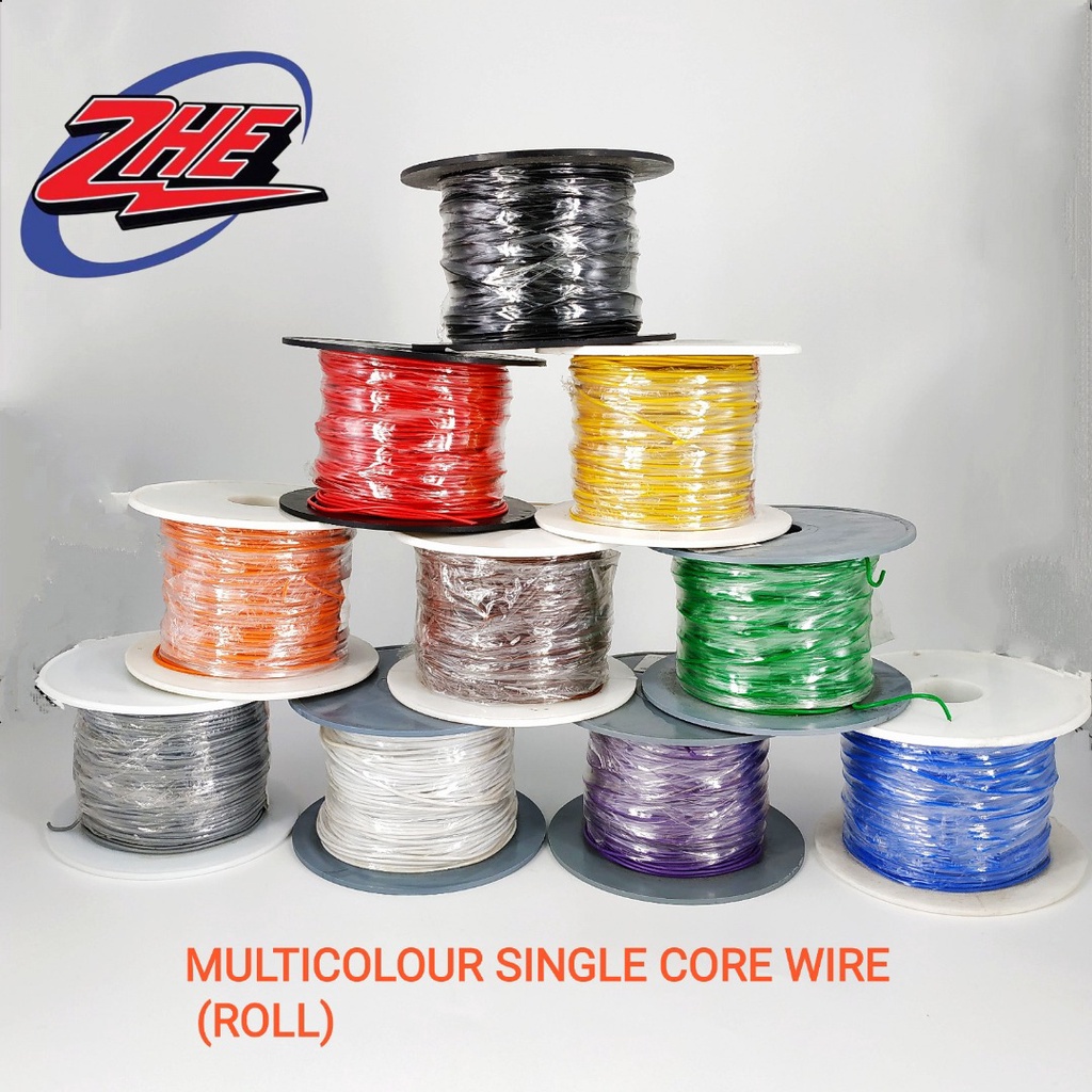 (1ROLL-100M) MULTICOLOR SINGLE CORE MULTI STRAND SIGNAL WIRE CABLE (7/0 ...