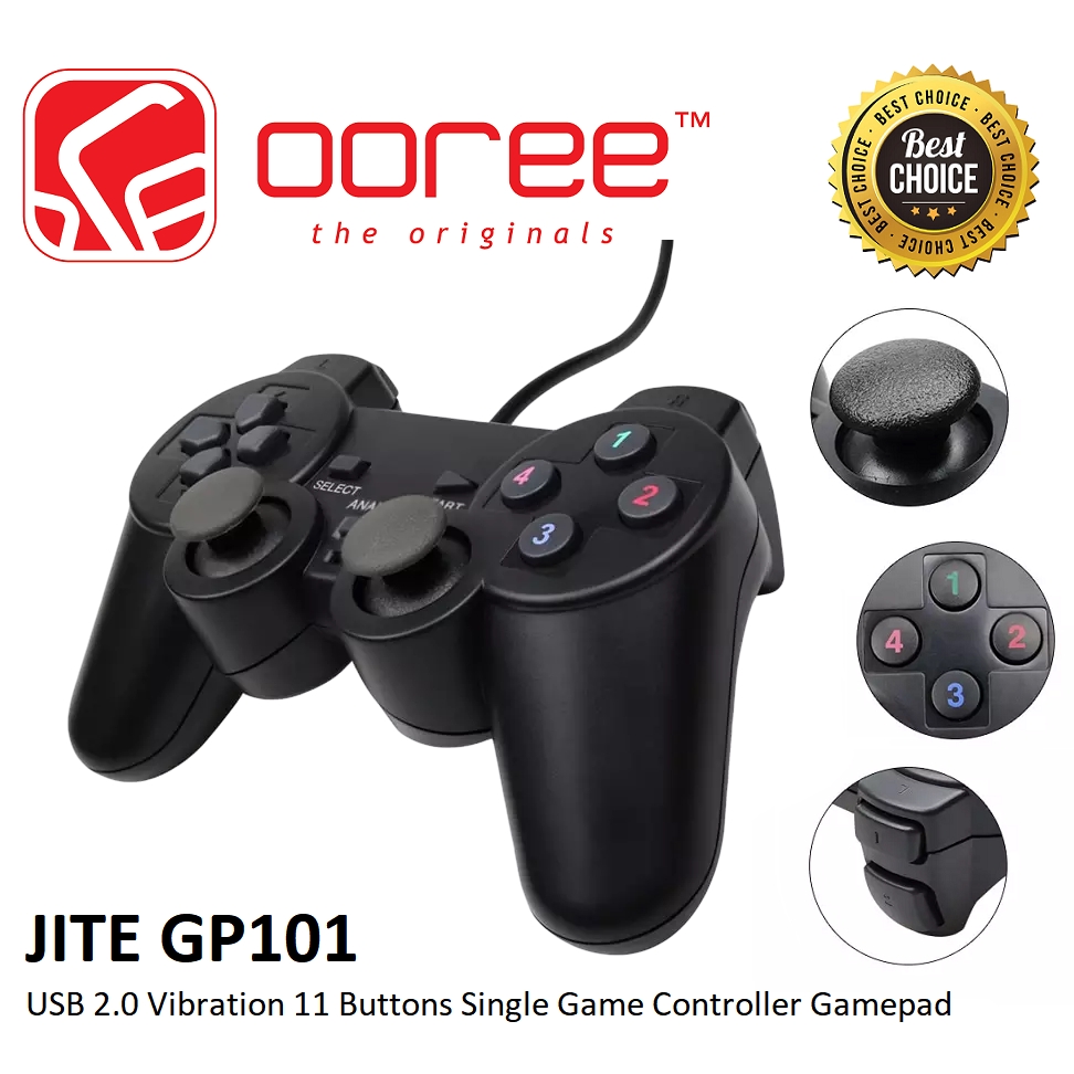 JITE GP101 USB 2.0 DOUBLE SHOCK VIBRATION 11 BUTTONS GAME CONTROLLER ...