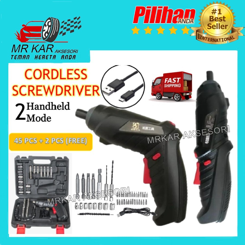 DIY 47 ITEM Mini Cordless Electric Screwdriver Drill 3.6V Rechargeable ...