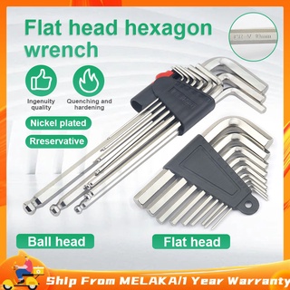 [EXTRA LONG] 9 pcs Ball Point Allen Key Wrench Set Heavy Duty Alan Key ...