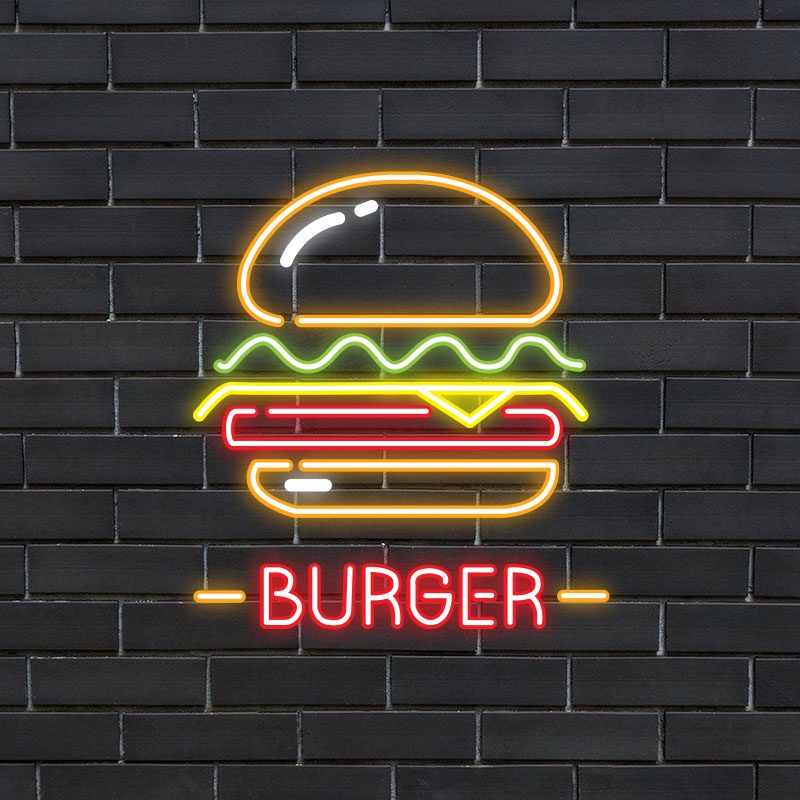 Plug & Play Neon Sign burger stall restaurant signage LED neon sign ...