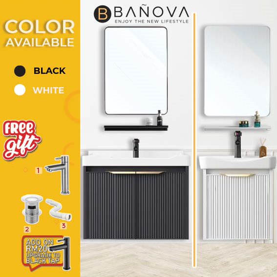 BANOVA Aluminum Bathroom Cabinet Basin Set Ceramic Sink with Mirror and ...