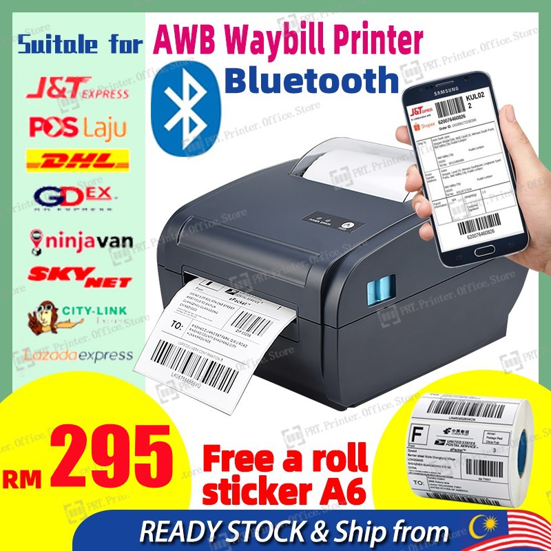 AWB A6 Thermal printer Bluetooth Android Shopee Waybill Barcode ...