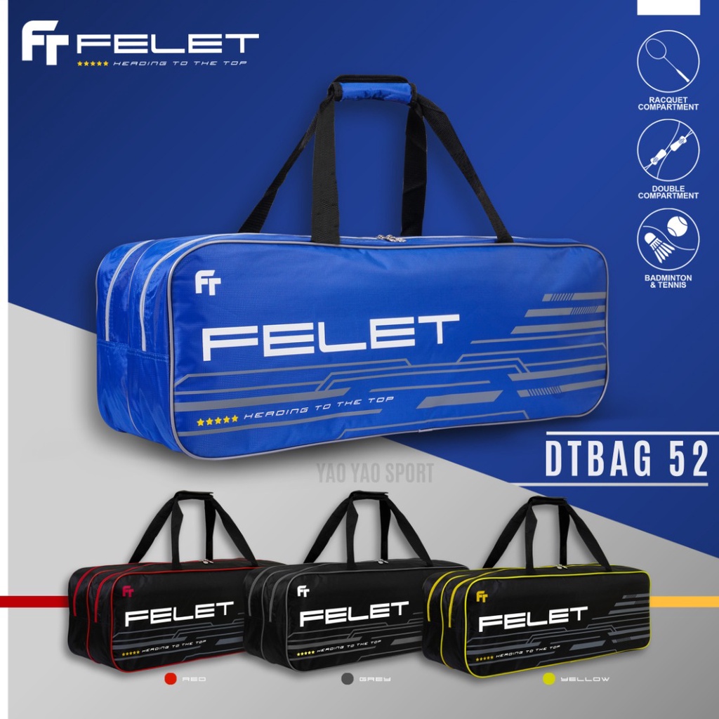 Felet Double Bag DT-BAG-52 Badminton Racket Beg *Felet Bag racket ...
