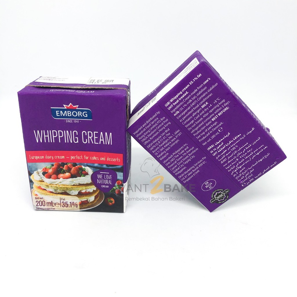 🎂WANT2BAKE🎂 EMBORG WHIPPING CREAM 200ML/ DAIRY WHIPPING CREAM | Shopee ...