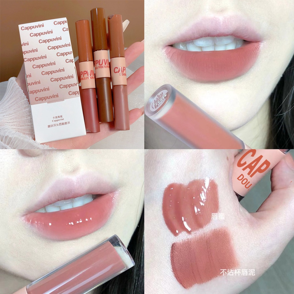 Cappuvini Moisturizing Double Lip Glaze Water Gloss Mirror Lip Gloss ...